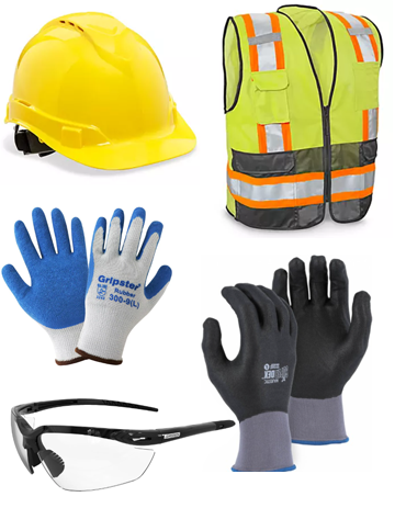 PPE BUNDLE (HARD HAT, SAFETY VEST, FUELING/CHAINING GLOVES AND SAFETY ...